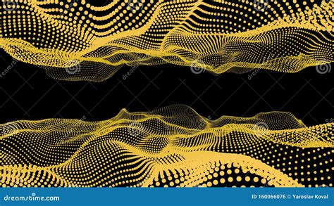 Dynamic Particles Wave From Nodes 3d Sea Space Stock Illustration