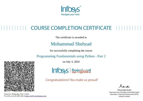 Mohammad Shehzad On Linkedin Python Programming Infosys