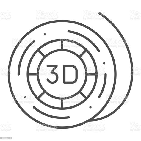 3d 프린터 릴 얇은 라인 아이콘입니다 흰색으로 격리된 3d 프린터 벡터 그림용 코일입니다 3d 프린터 필라멘트 스풀 윤곽