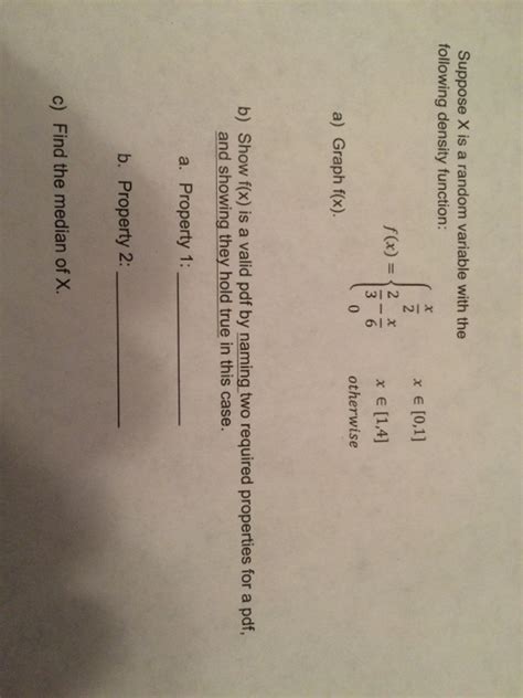 solved suppose x is a random variable with the following