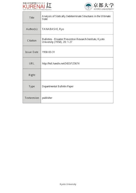 Pdf Title Analysis Of Statically Indeterminate Structures In