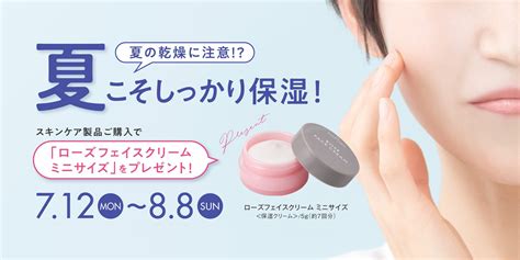 夏の乾燥に注意！？夏こそしっかり保湿！スキンケア製品ご購入でフェイスクリームミニプレゼント Rose Labo（ローズラボ） 公式