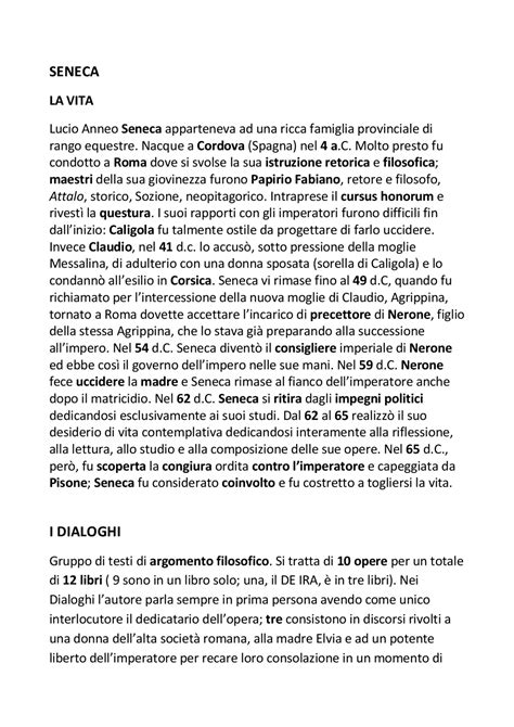 Riassunto Latino Seneca Docsity