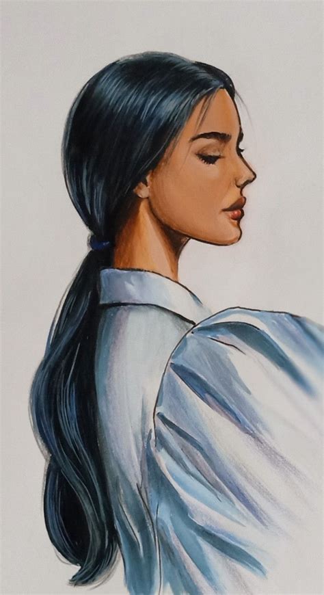 Woman Side Profile Drawing