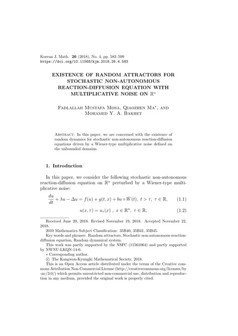 Pdf Existence Of Random Attractors For Stochastic Non Autonomous