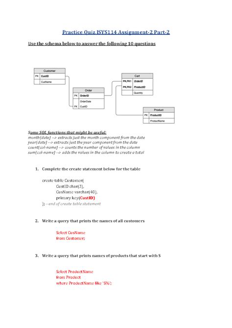 Big Data Practice Quiz Answers SQL Scheme Data ISYS MQ Studocu