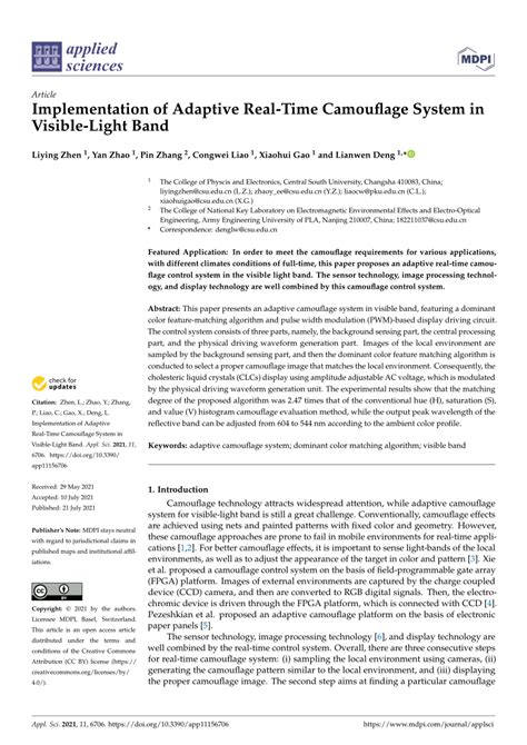 Pdf Implementation Of Adaptive Real Time Camouflage System In Visible Light Band