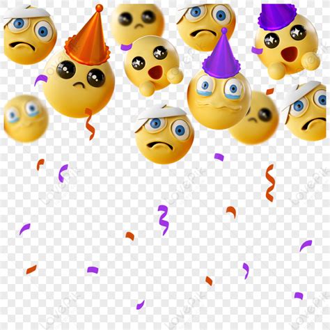 生日卡通3d表情帽子紙屑漂浮生日快樂emoji生日帽子圖片素材 Psd圖片尺寸1200 × 1200px 高清圖案380316945