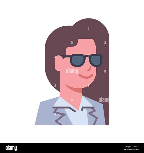 Female Wearing Sunglasses Emotion Icon Isolated Avatar Woman Facial
