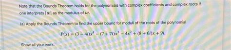 Solved Note That The Bounds Theorem Holds For The