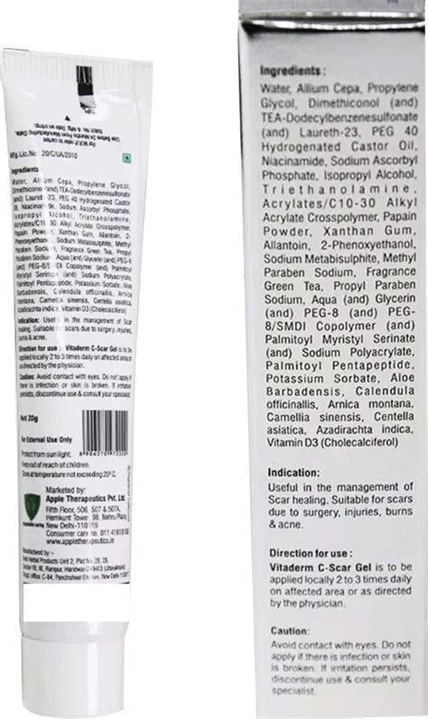 Buy Vitaderm C Scar Gel 20g Online And Get Upto 60 Off At Pharmeasy