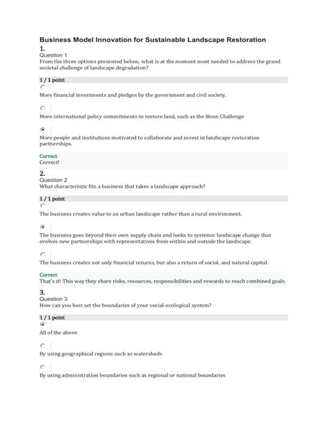 Landscape Restoration Business Model Quiz