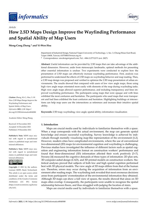 Pdf How 25d Maps Design Improve The Wayfinding Performance And Spatial Ability Of Map Users