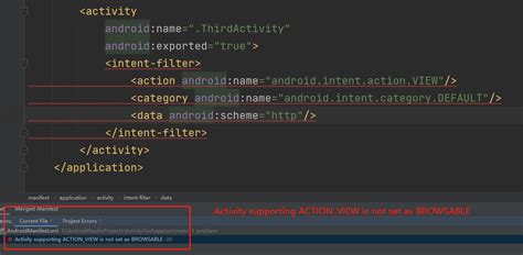 androidmanifest xml文件报activity supporting action view is not set as