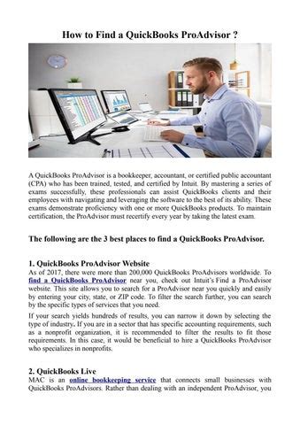 How To Find A Quickbooks Proadvisor By Myaccountsconsultant Issuu