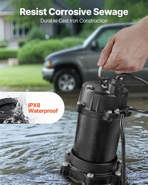 Vevor Submersible Sewage Pump 12 Hp 6000 Gph Cast Iron Sewage