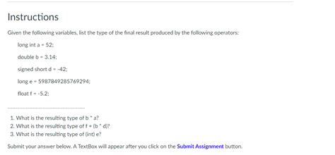 Solved Instructions Given The Following Variables List The Chegg