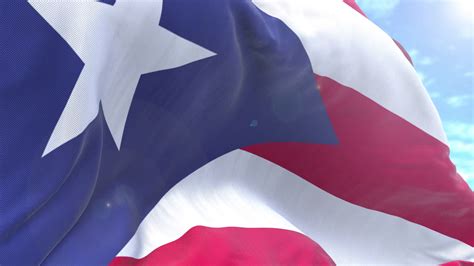 Puerto Rico Flag Waving Rotating Camera 4 K Stock Motion Graphics Sbv