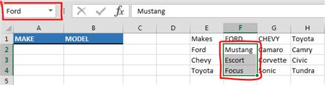 Microsoft Excel Dynamic Validation Lists