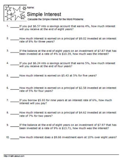 Practice Calculating Simple Interest With Free Worksheets Word Problem Worksheets Simple