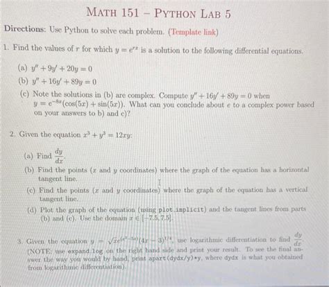 Solved Find The Values Of R For Which Y Erx Is A Solution To Chegg