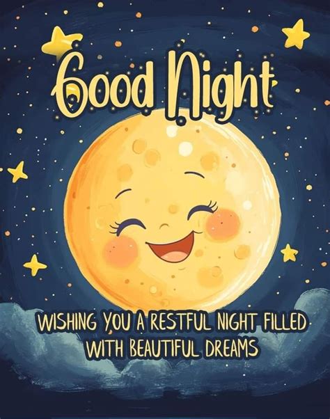 Smiling Moon Wishing You A Restful Night Filled With Beautiful Dreams