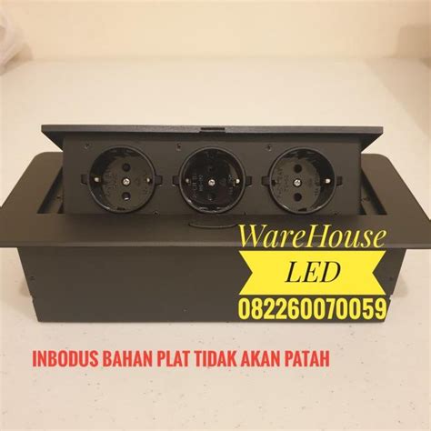 Jual Stop Kontak Meja Flip Up Stopkontak Table Socket Black Hitam