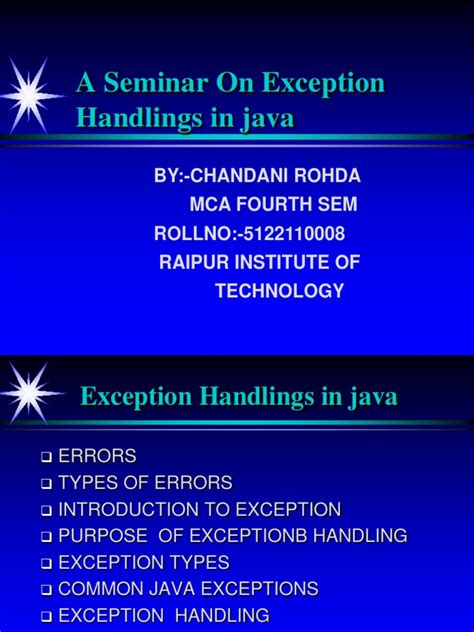 a seminar on exception handlings in java download free pdf java