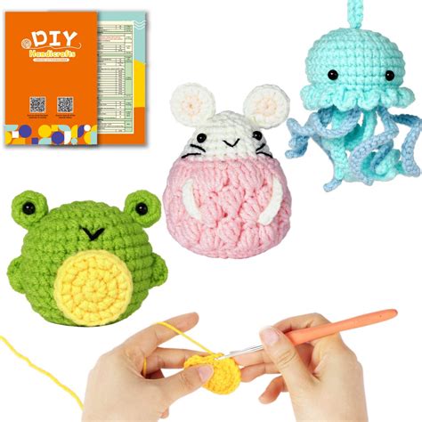 Enthur Crochet Kit For Beginners 3 Pcs Crochet Animal Kit
