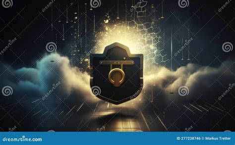 a shield with a display of a padlock indicating the security measures