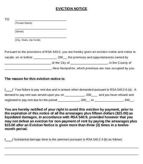 Eviction Notice Form Free Word Templates