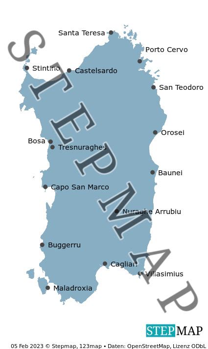 StepMap Sardinien Landkarte für Europa