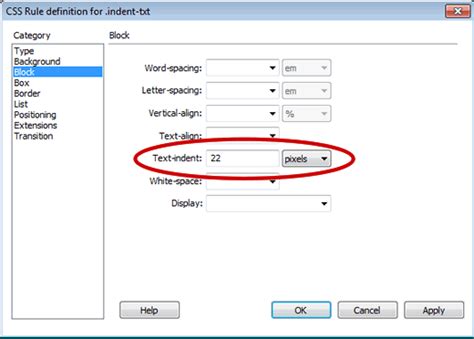 สรางระยะเยองใหบรรทดแรกของขอความยอหนา text indent Article ID