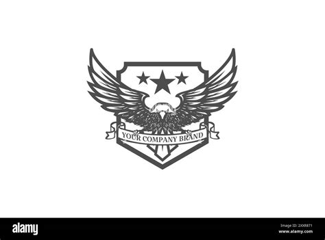 Retro Vintage American Eagle Hawk Falcon Badge Emblem Logo Design