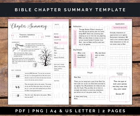 Bible Chapter Summary Printable Template Etsy Chapter Summary