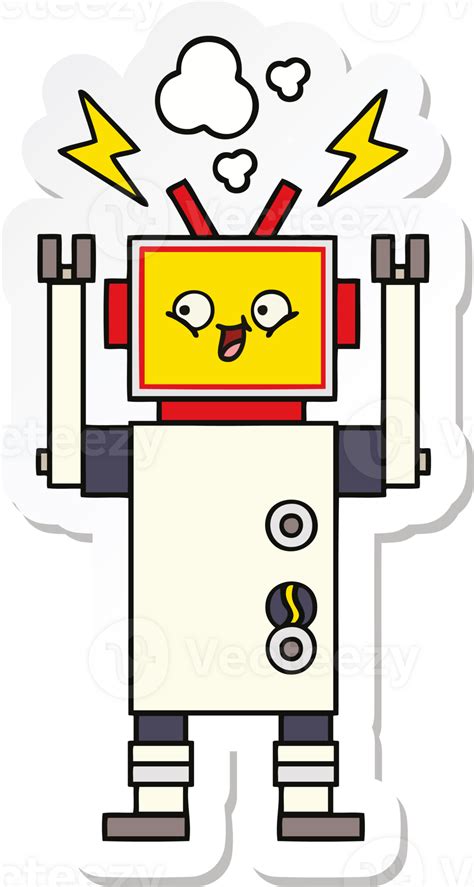 Sticker Of A Cute Cartoon Dancing Robot 44292489 Png
