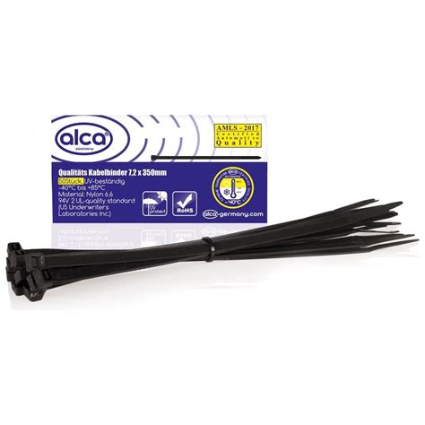 Пластиковая кабельная стяжка хомут Alca W-7.2, L-350, черная, 50 шт ...