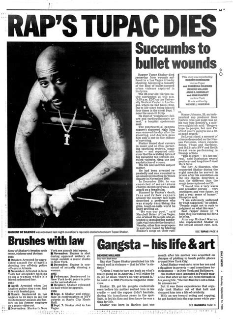 Tupac Shakur Dies Days After Drive By Shooting In 1996 New York Daily