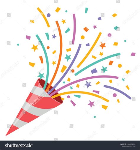 Exploding Party Popper On White Background Stock Vector Royalty Free 1986624476 Shutterstock