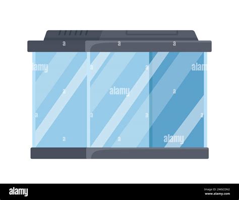Empty Rectangular Glass Aquarium With Black Lid Vector Illustration
