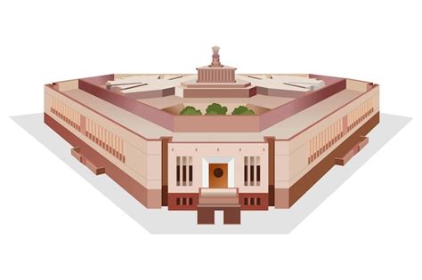 Premium Vector New Indian Parliament Building Vector Illustration