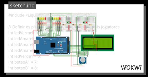 jogo sinal de arrancada lcd20x4 wokwi esp32 stm32 arduino simulator