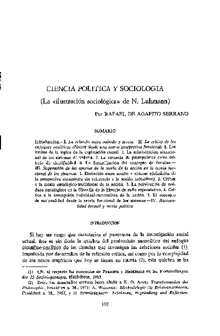 Pdf Ciencia Política Y Sociología Rafael De Agapito Serrano