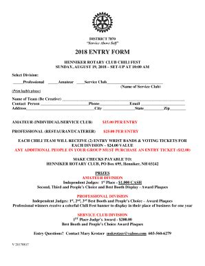 Fillable Online 2018 ENTRY FORM Fax Email Print PdfFiller