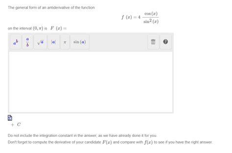 The General Form Of An Antiderivative Of The