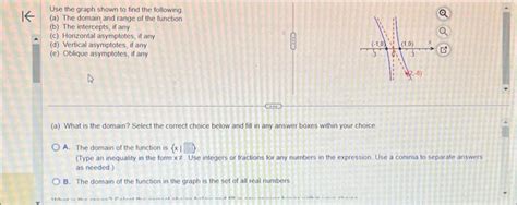 Solved Use The Graph Shown To Find The Following A The
