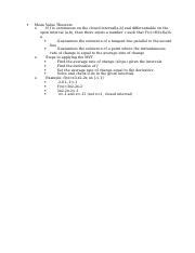 AP Calc AB Notes Docx Mean Value Theorem O If F Is Continuous On The Closed Interval A B