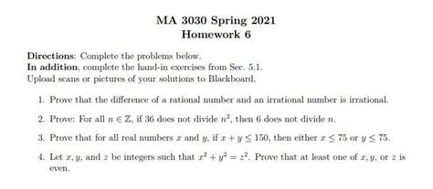 Solved MA 3030 Spring 2021 Homework 6 Directions Complete Chegg
