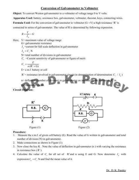 Circuit Diagram For Conversion Of Galvanometer To Voltmeter