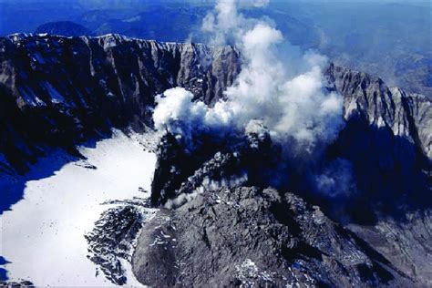 Beginning Of Mount St Helens Eruption Through Crater Glacier On